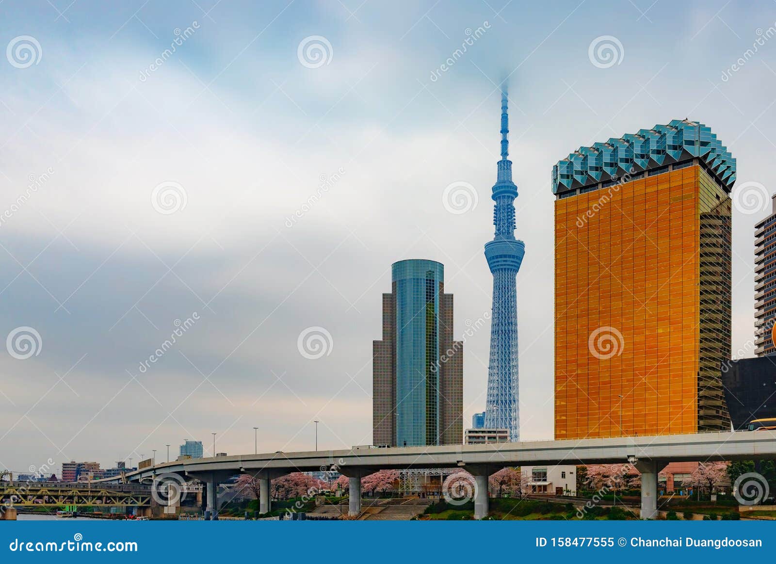 .Tokyo`s Landmarks during Spring and Overcasting Stock Image - Image of ...