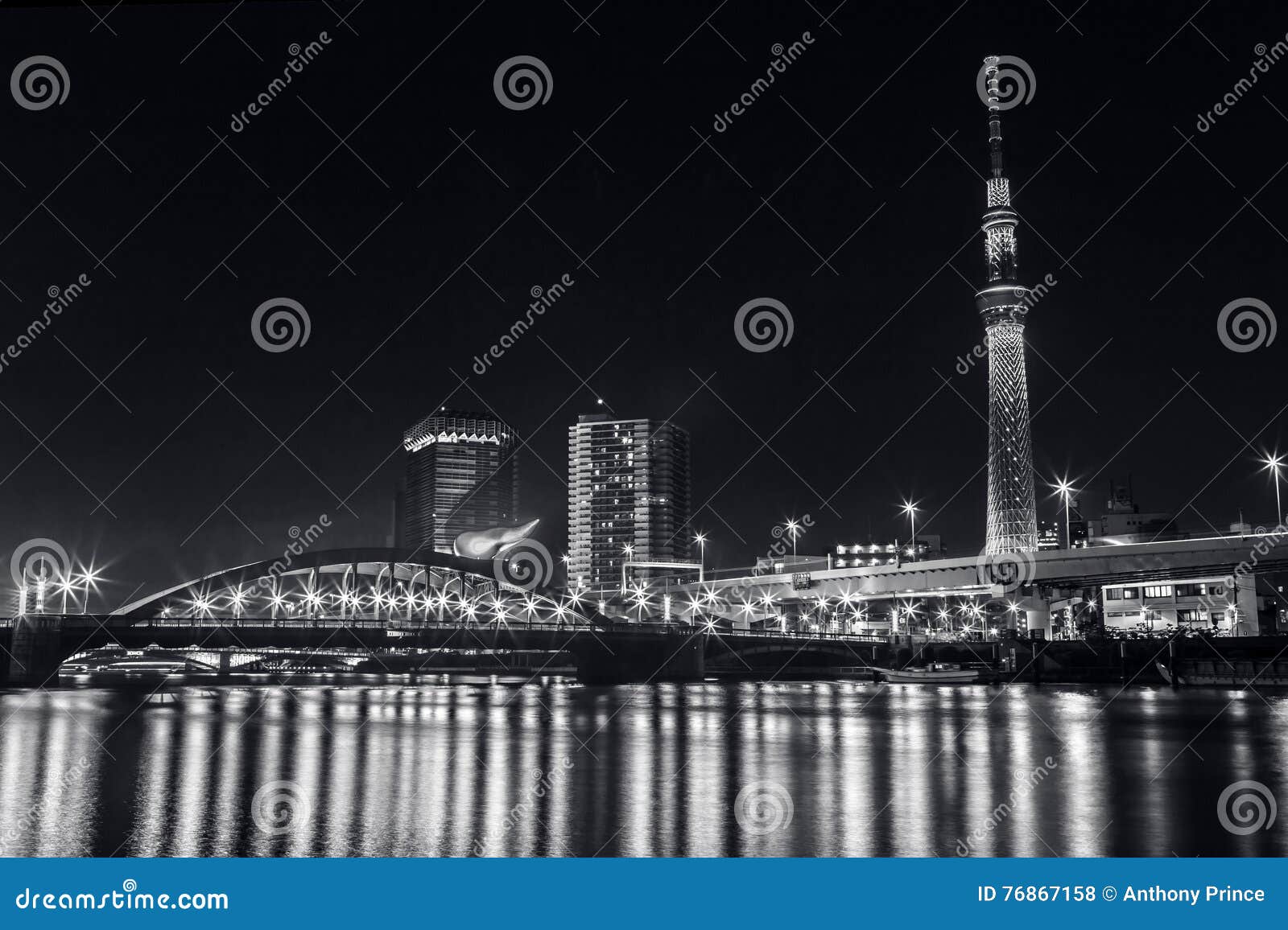 Tokyo Skyline in Black and White Stock Photo - Image of business, dark ...