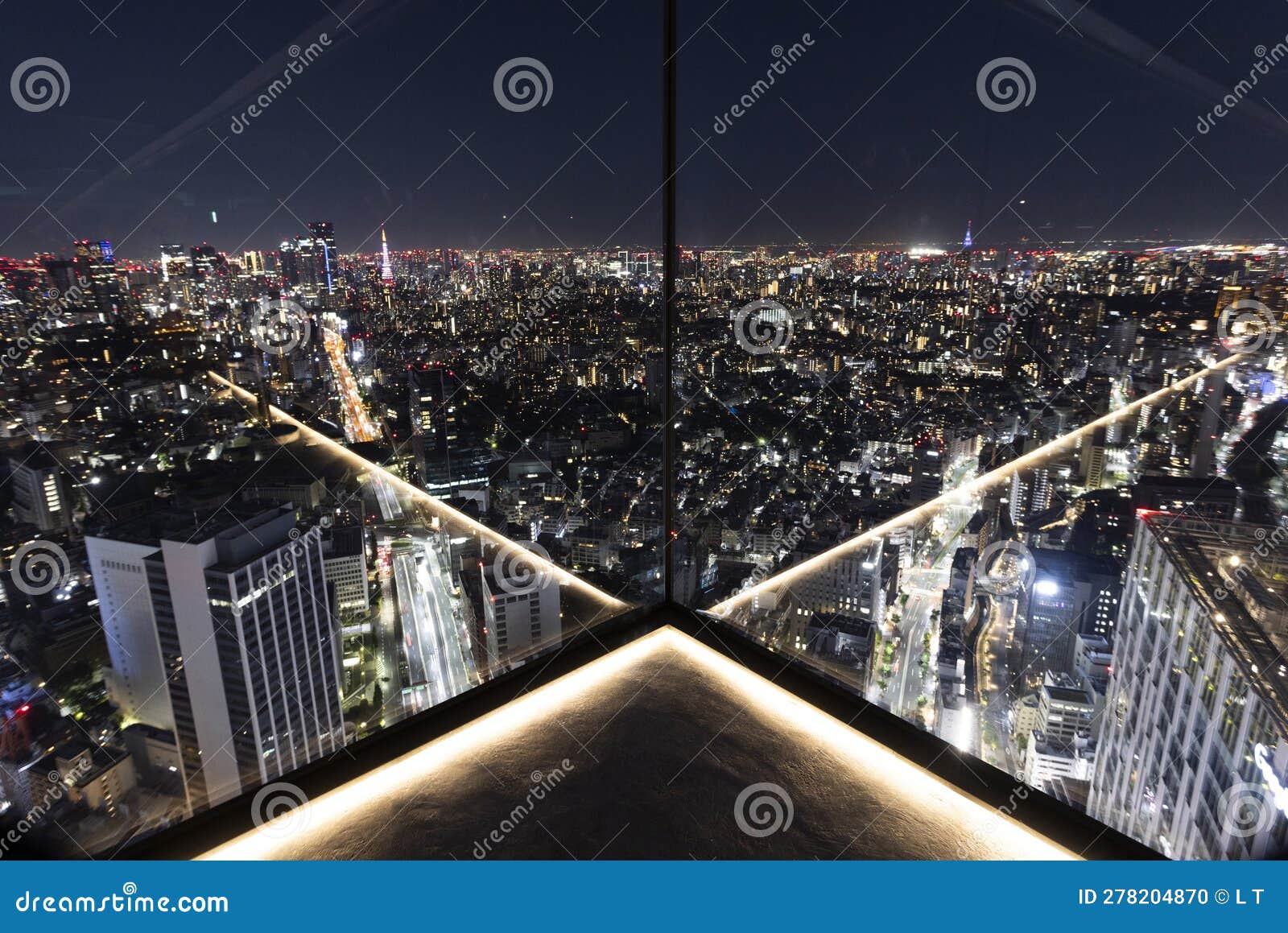 Tokyo Skyline at Night Horizontal View Stock Photo - Image of panoramic ...