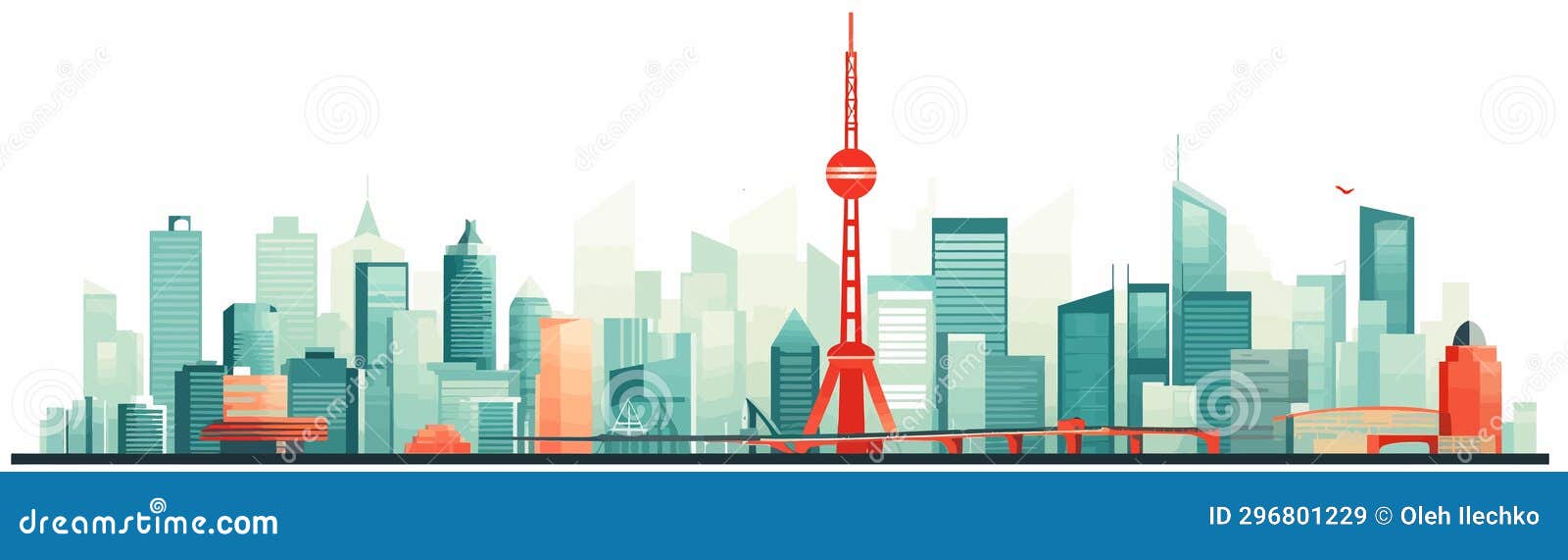 Tokyo Skyline Vector Simple 3d Smooth Cut and Paste Isolated ...