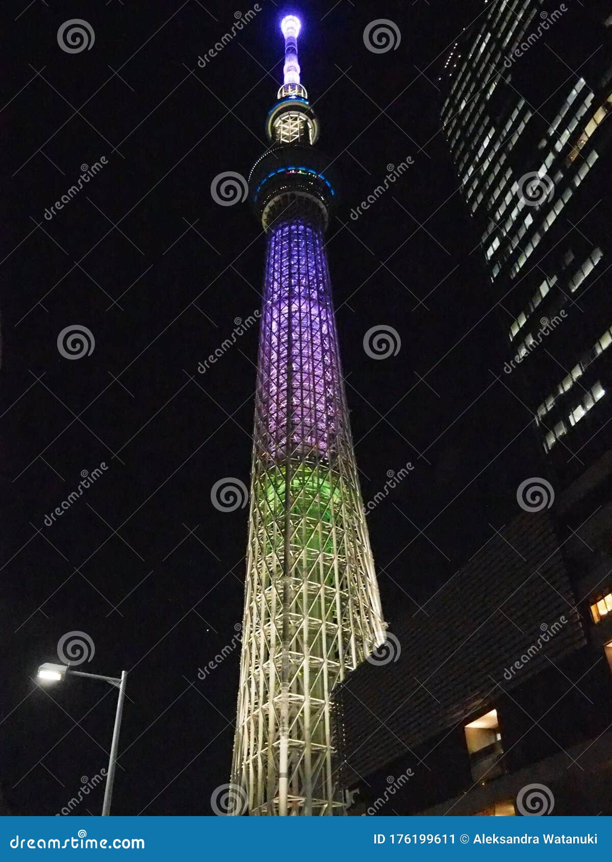 Tokyo SkyTree - Special Lightning Editorial Photo - Image of square ...