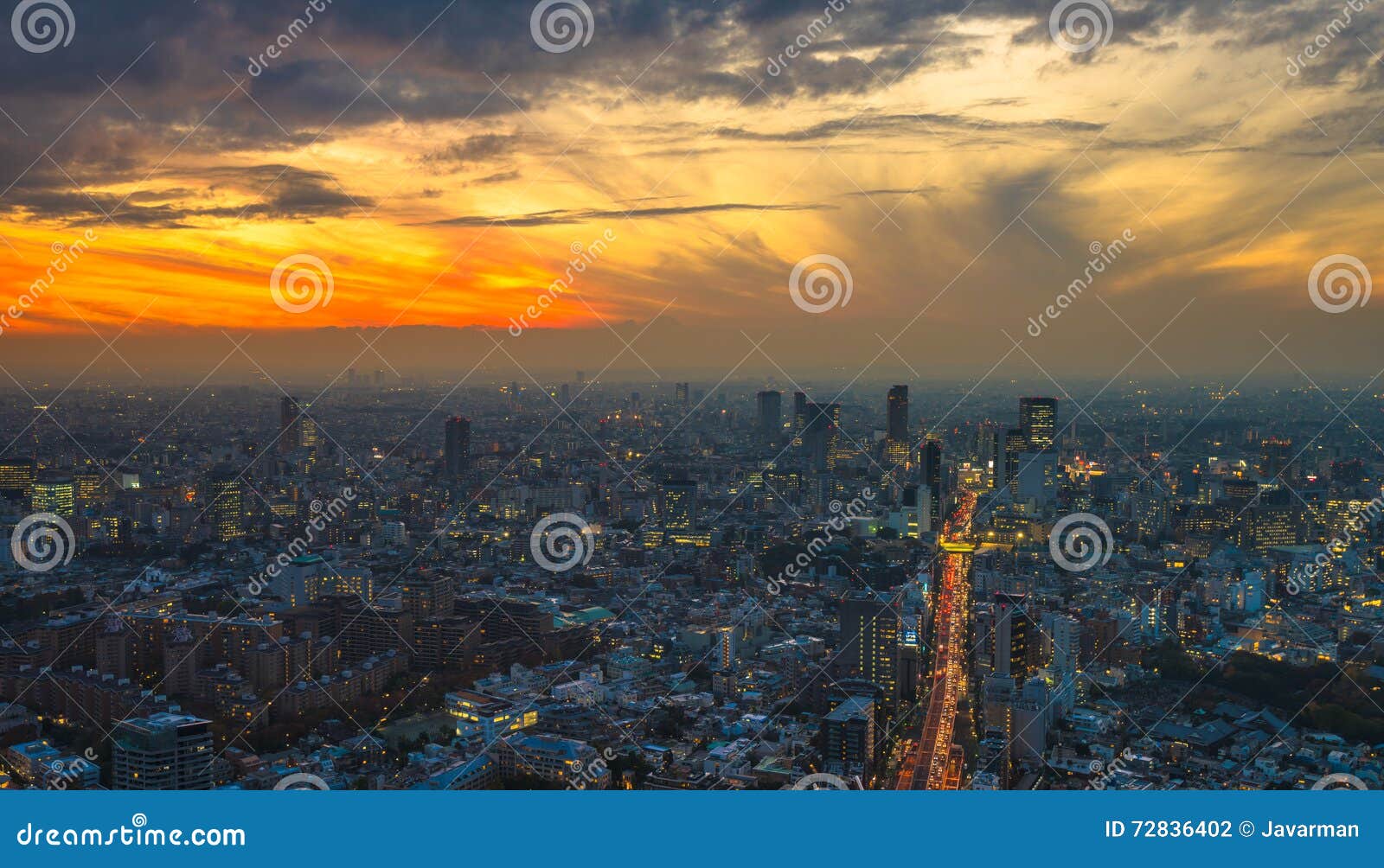 Tokyo Sunset Aerial Panoramic View Editorial Photography - Image of ...