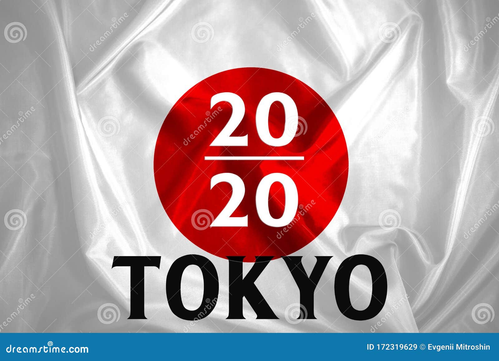 Tokyo 2020 Text on Silk Japanese Flag Editorial Stock Image - Image of ...