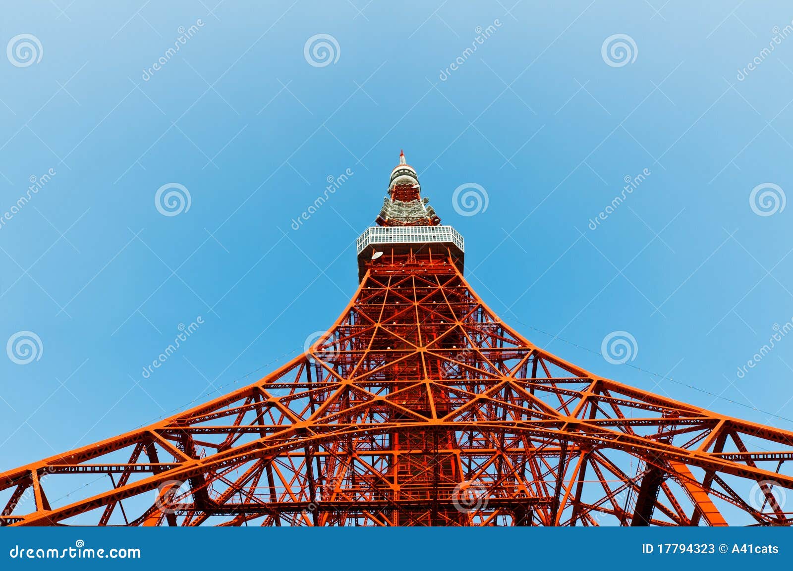 Tokyo tower faces blue sky stock image. Image of landmark - 17794323