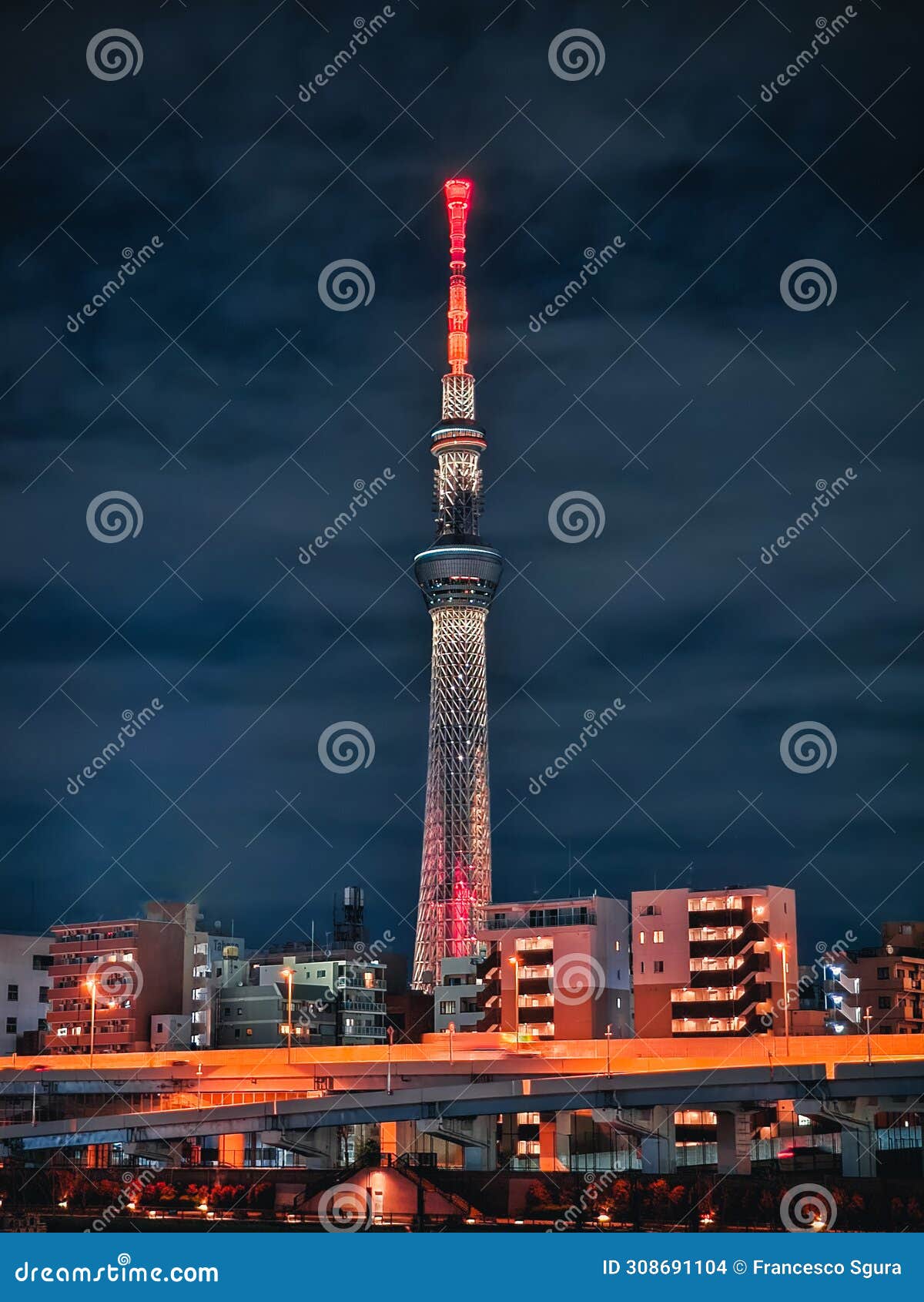 Tokyo Tower with Lights on the City Editorial Stock Image - Image of ...