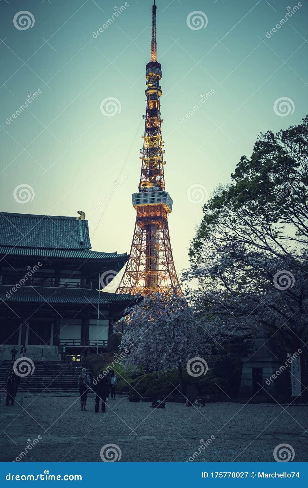 Tokyo Tower during Sunset in Japan Editorial Photography - Image of ...