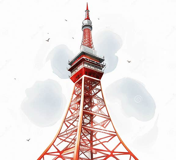 Tokyo tower illustration stock illustration. Illustration of skyline ...