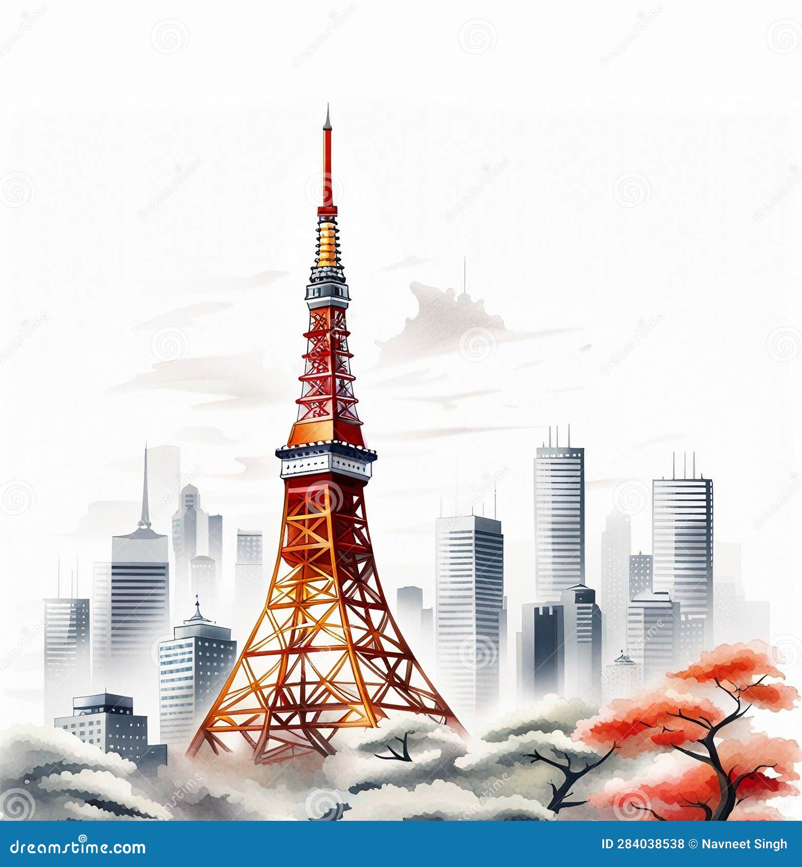 Tokyo tower illustration stock illustration. Illustration of digital ...