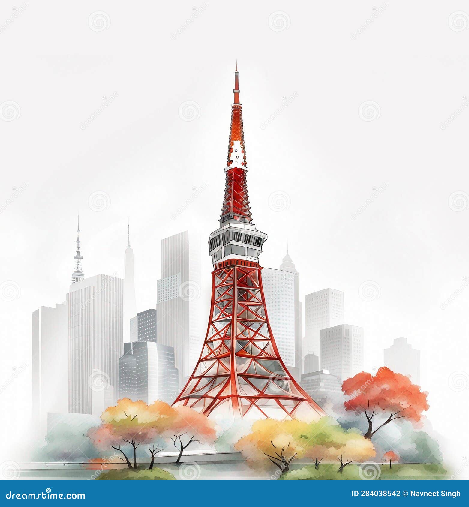 Tokyo tower illustration stock illustration. Illustration of gouache ...