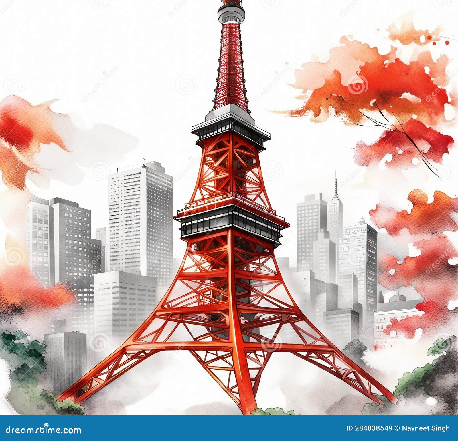 Tokyo tower illustration stock illustration. Illustration of cityscape ...