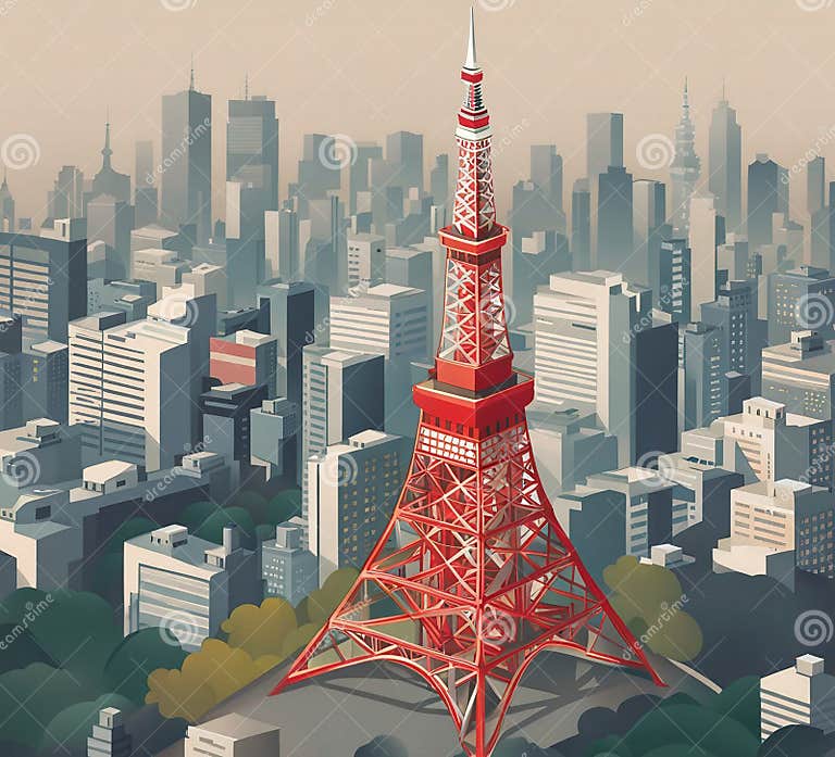 Tokyo tower illustration stock illustration. Illustration of gate ...