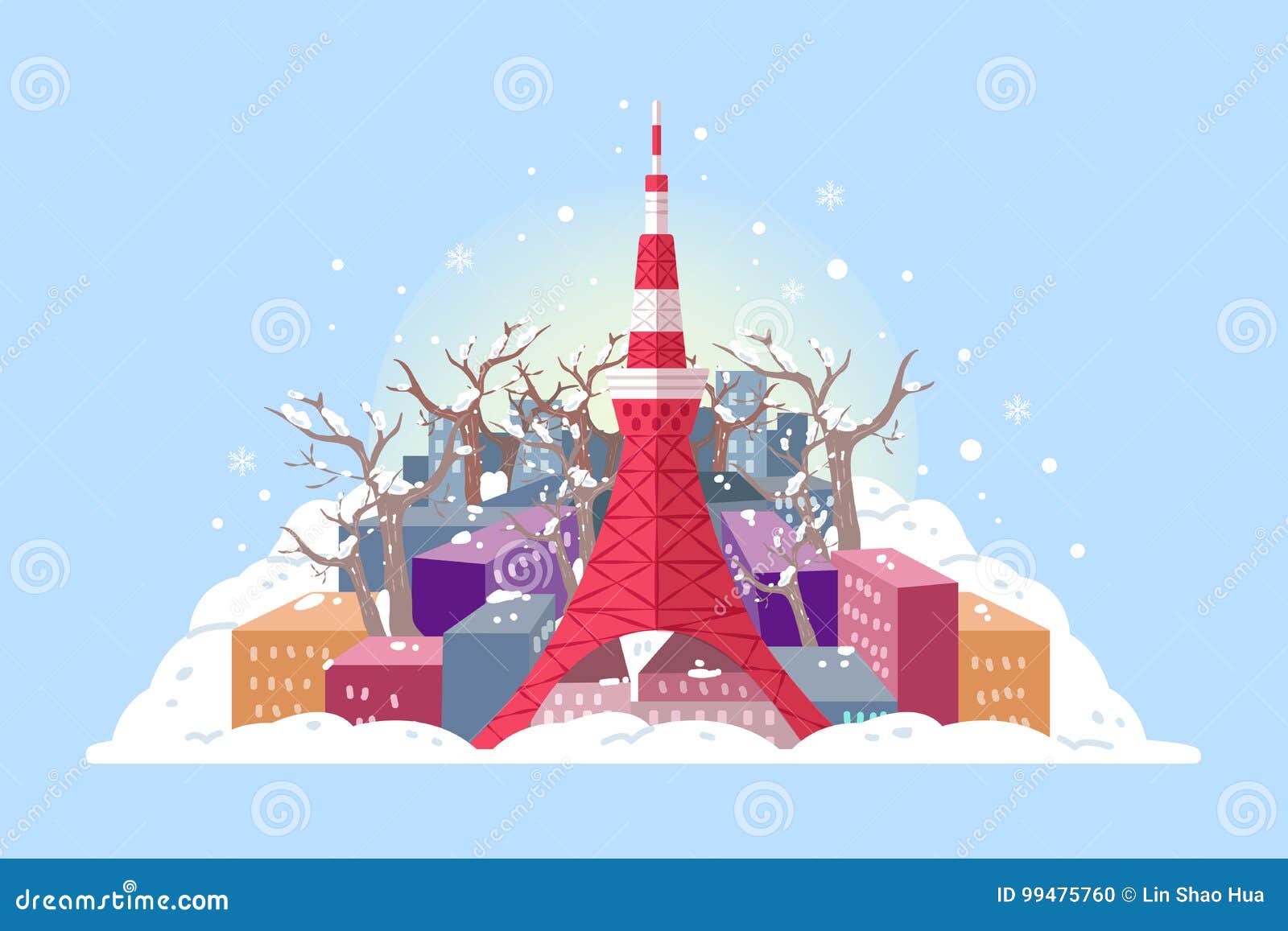 Tokyo tower in winter editorial image. Illustration of scenery - 99475760