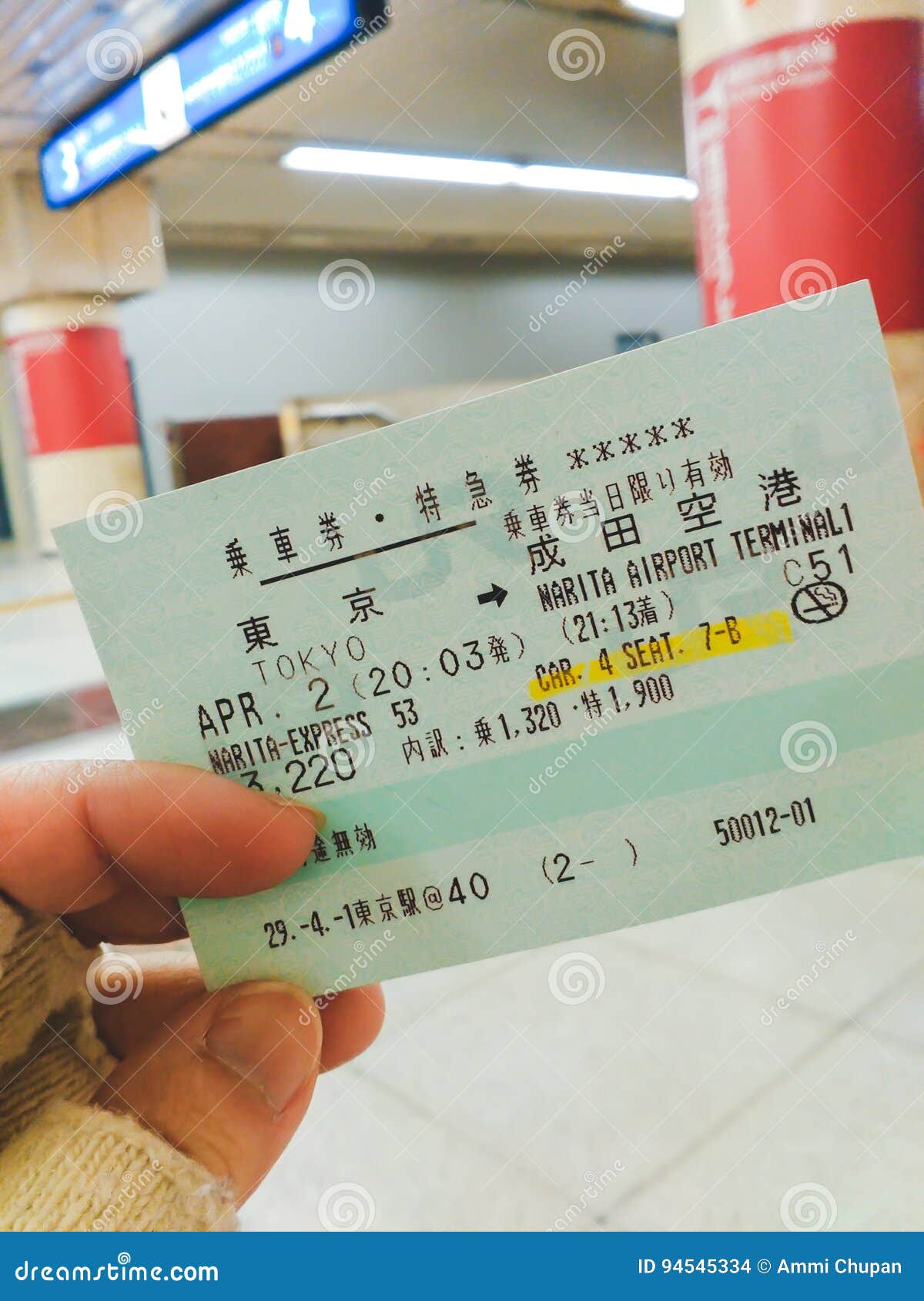 Tokyo Train Ticket in Holding Hand at Station on April 2, 2017 ...