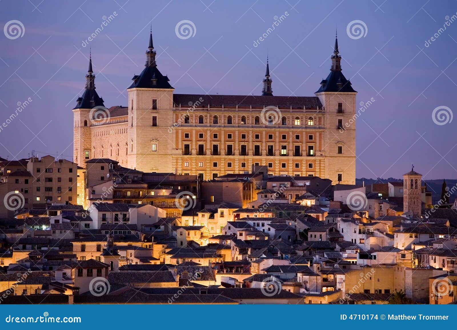 Toledo Alcazar at Dusk stock photo. Image of historic - 4710174