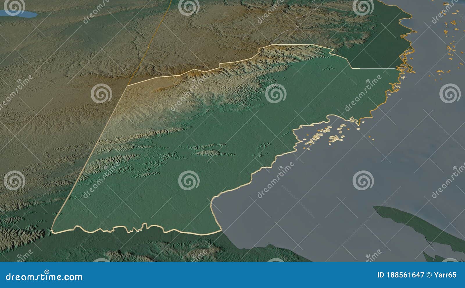 Toledo, Belize - Outlined. Relief Stock Illustration - Illustration of ...