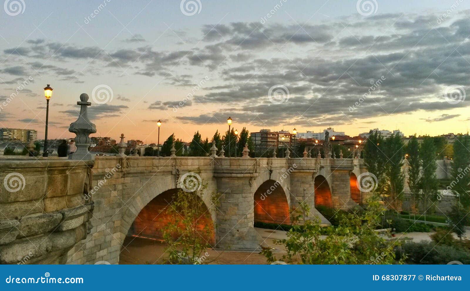 Toledo Bridge, Madrid, Spain Stock Image - Image of orange, travel ...