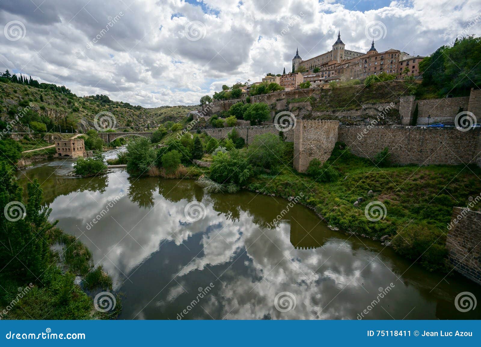 Toledo, Spain & Tagus River Stock Image - Image of reflection, puente ...