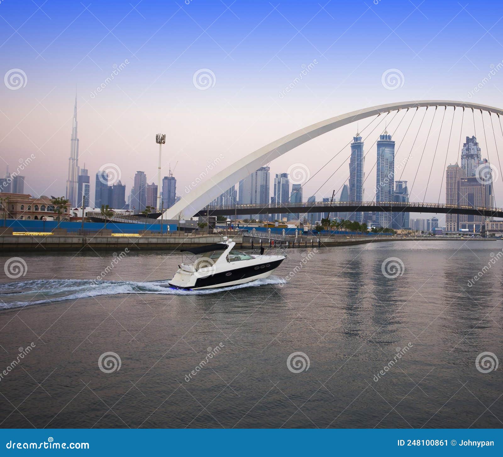 Tolerance Bridge. Structure Of Architecture With Lake Or River, Dubai ...