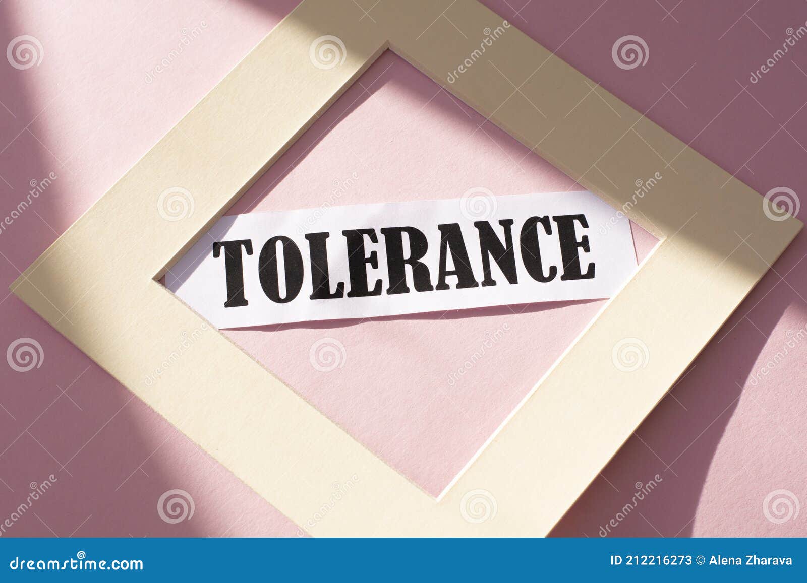 Tolerance Text in a Beige Frame on a Pink Background. Equality ...