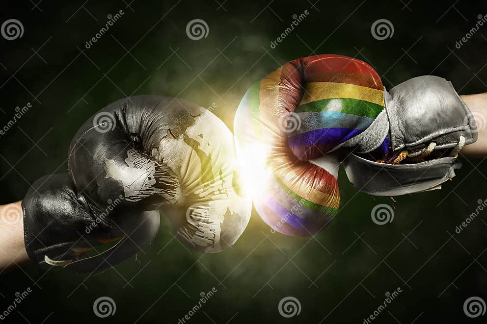 Tolerance Vs. Intolerance Symbolized with Boxing Gloves Stock Image ...