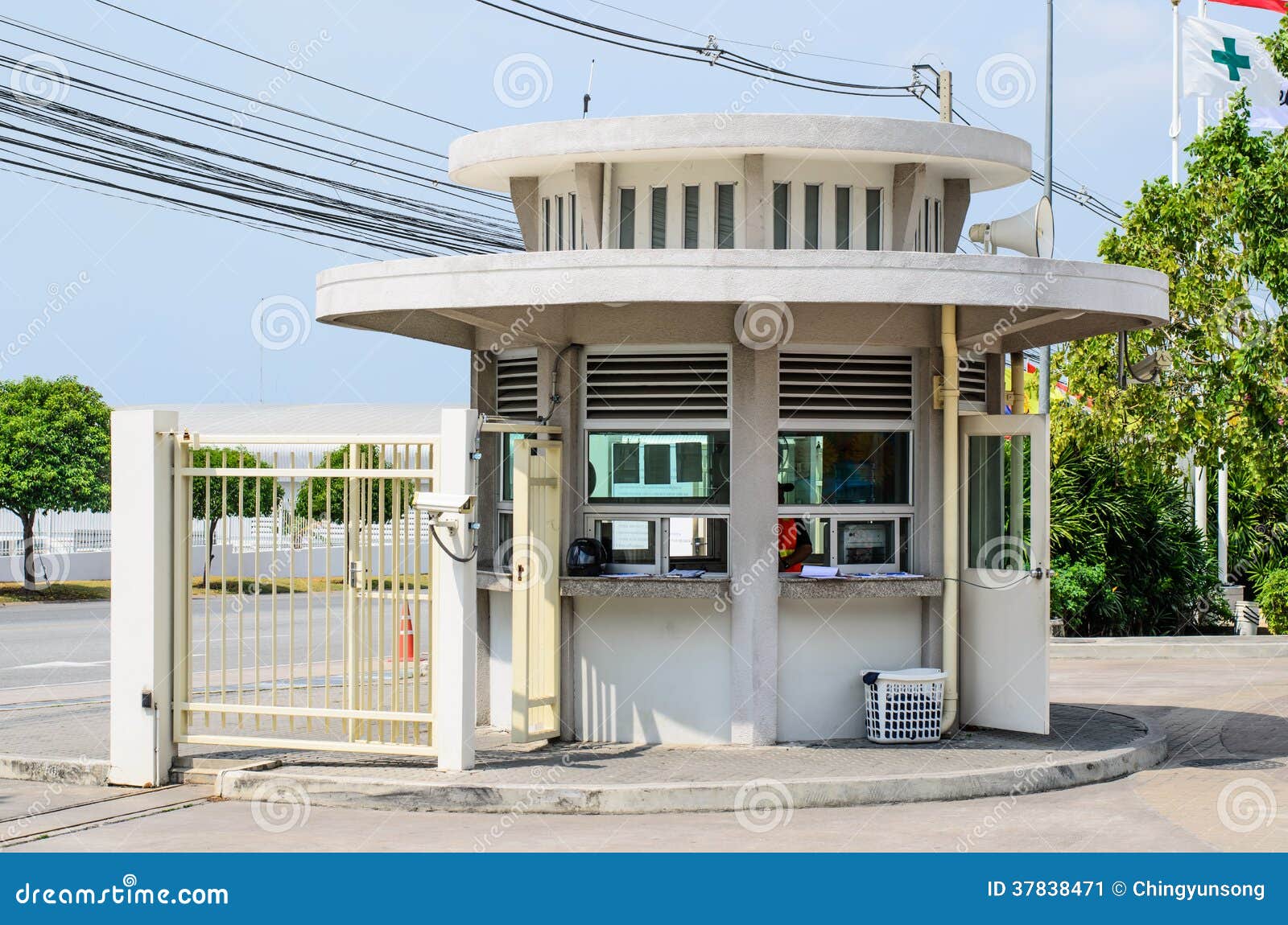 A Toll Booth with Blank Signs at the Entrance Stock Image - Image of ...