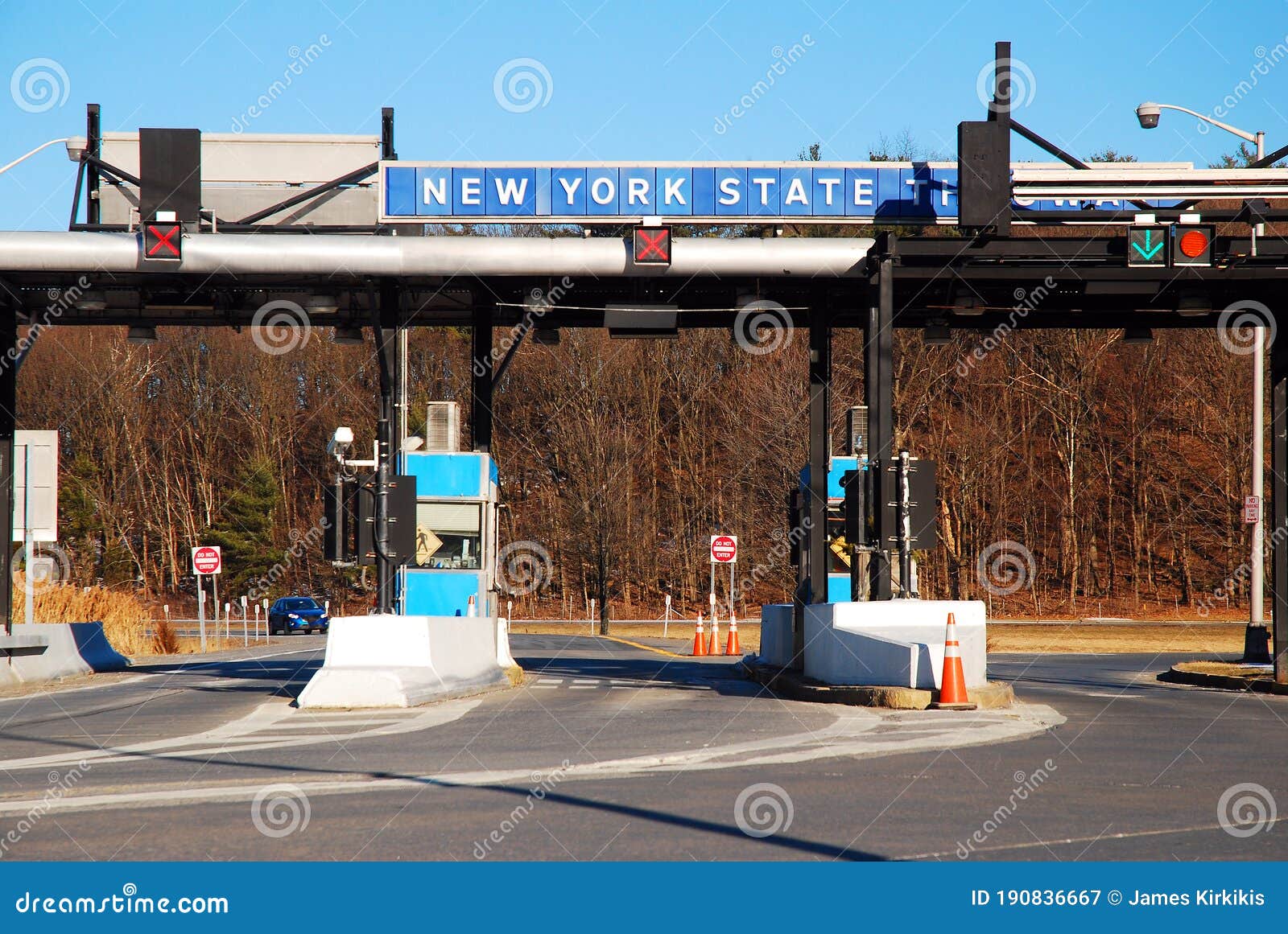 Toll Booth Sign Near A Toll Booth Showing The New Cashless RFID Based ...