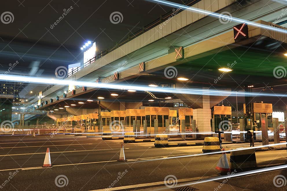 Toll booths with car light stock photo. Image of cityscape - 12941602