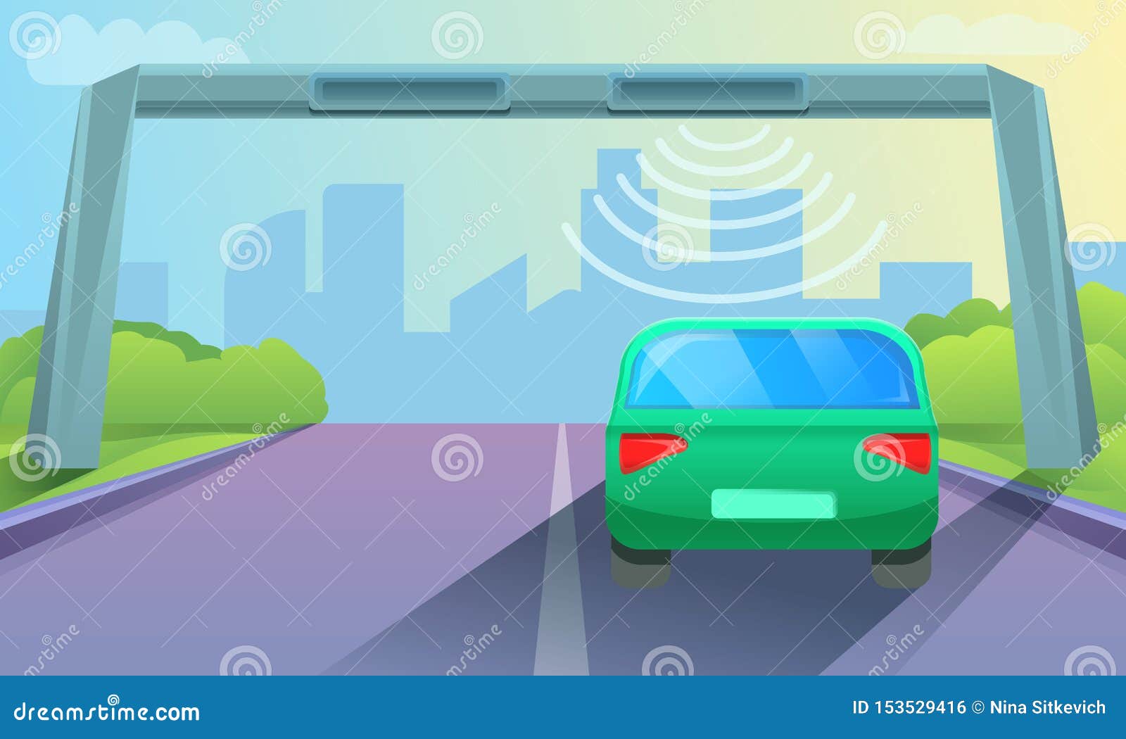Toll Road Concept Background, Cartoon Style Stock Vector - Illustration ...