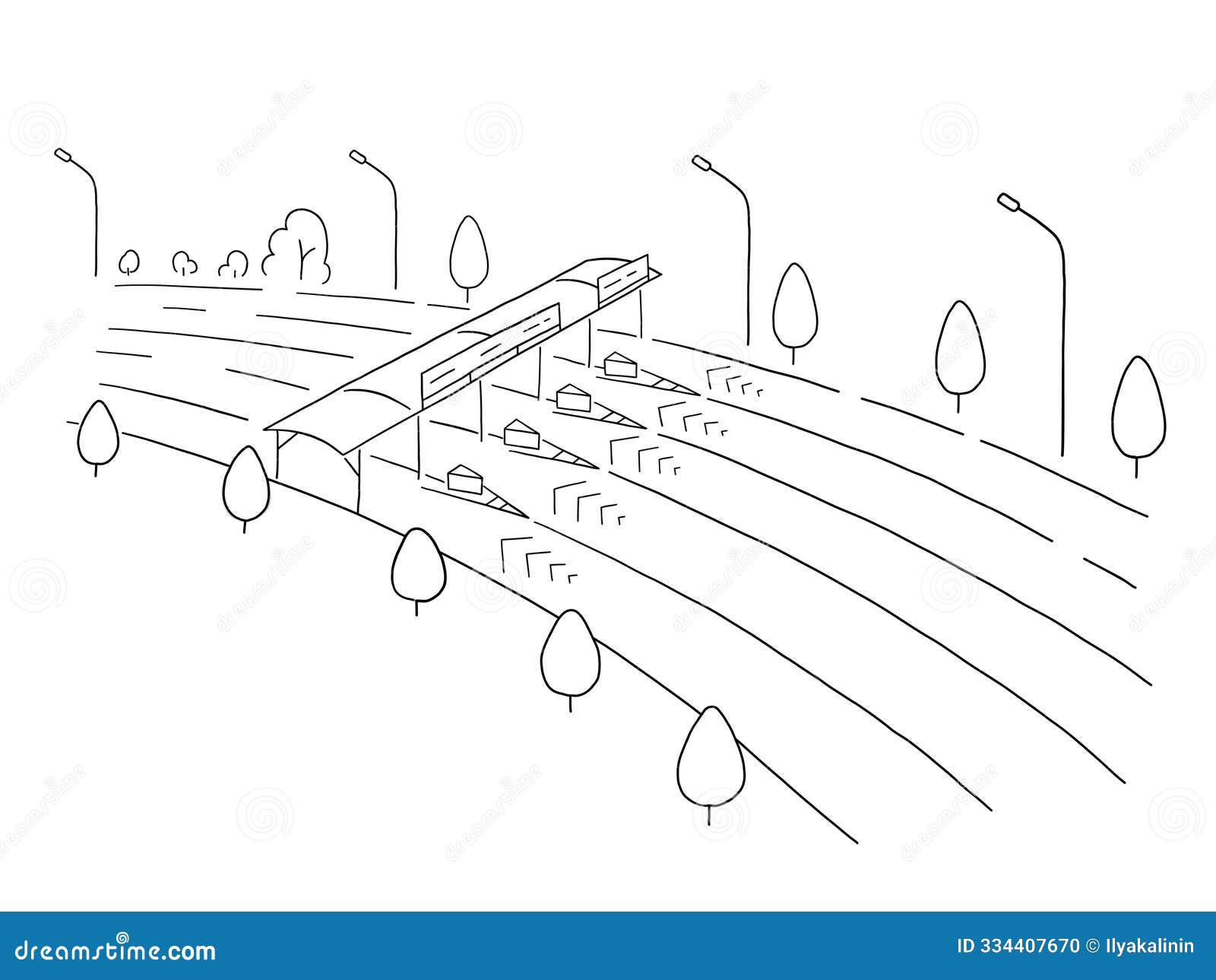 Toll Road With The Checkpoint. Road Tax For Using Expensive. Highway ...