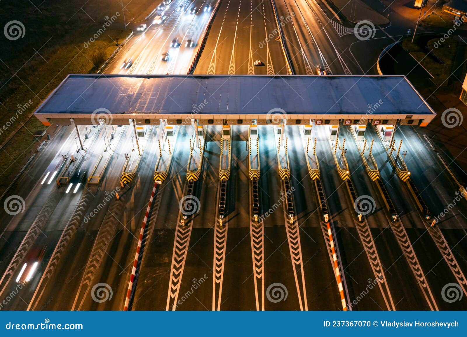 Toll Track, Filmed at Night from a Height Using a Drone Stock Photo ...