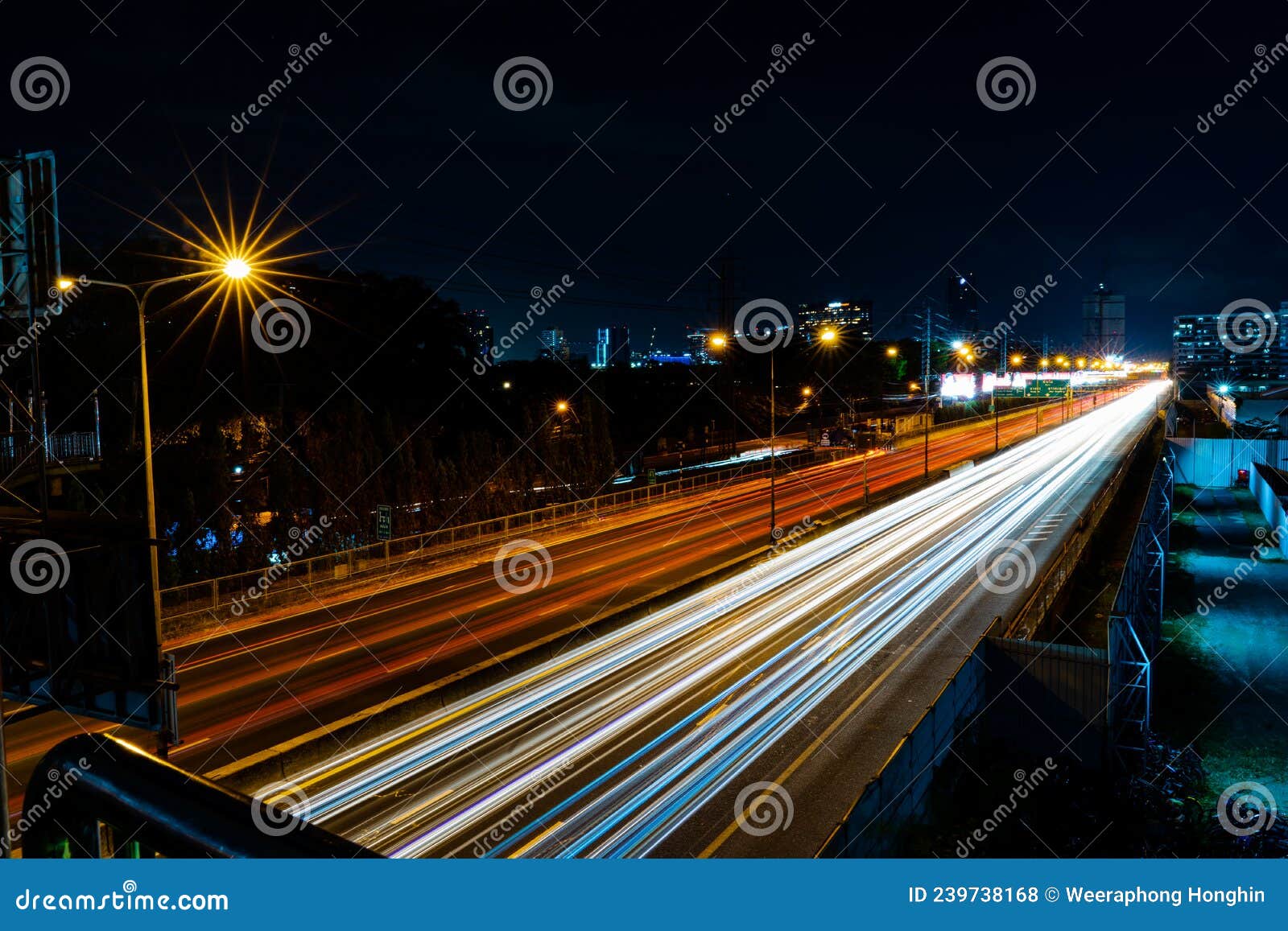 Toll way with light tails editorial stock photo. Image of exposure ...