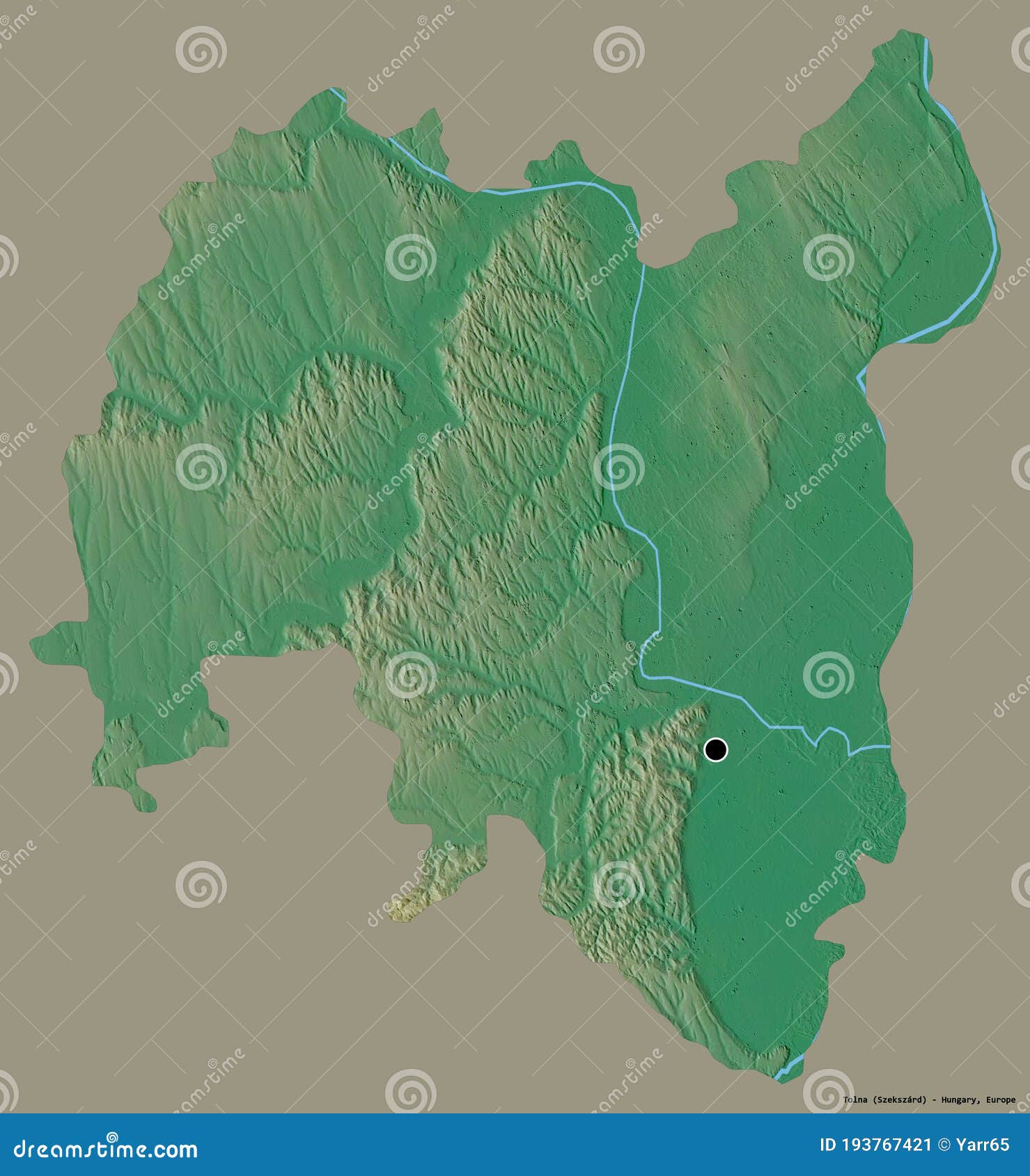 Tolna, County of Hungary, on Solid. Relief Stock Illustration ...