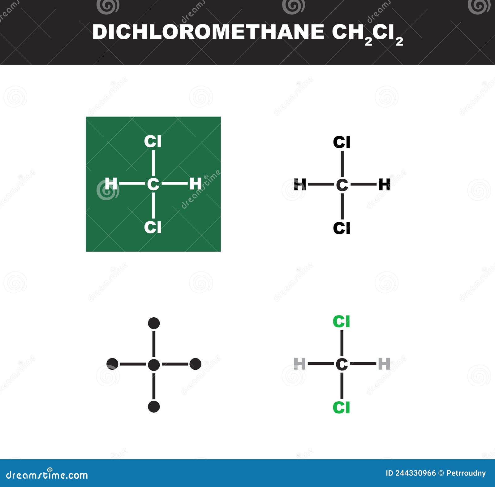 Dichloromethane DCM Solvent Molecule. Skeletal Formula. Vector ...