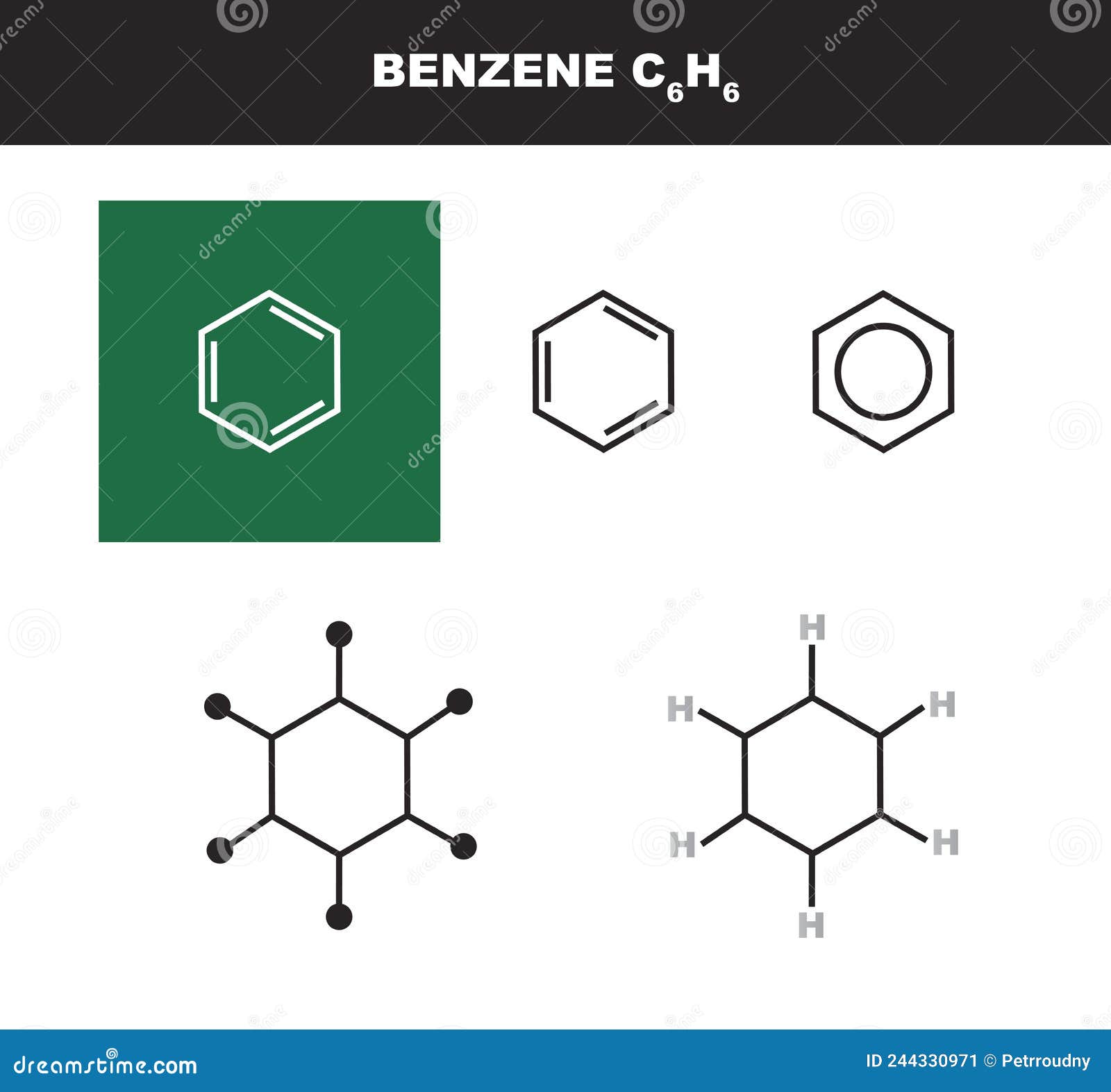 Benzene. C6H6. Chemical Structural Formula And Model Of Molecule ...