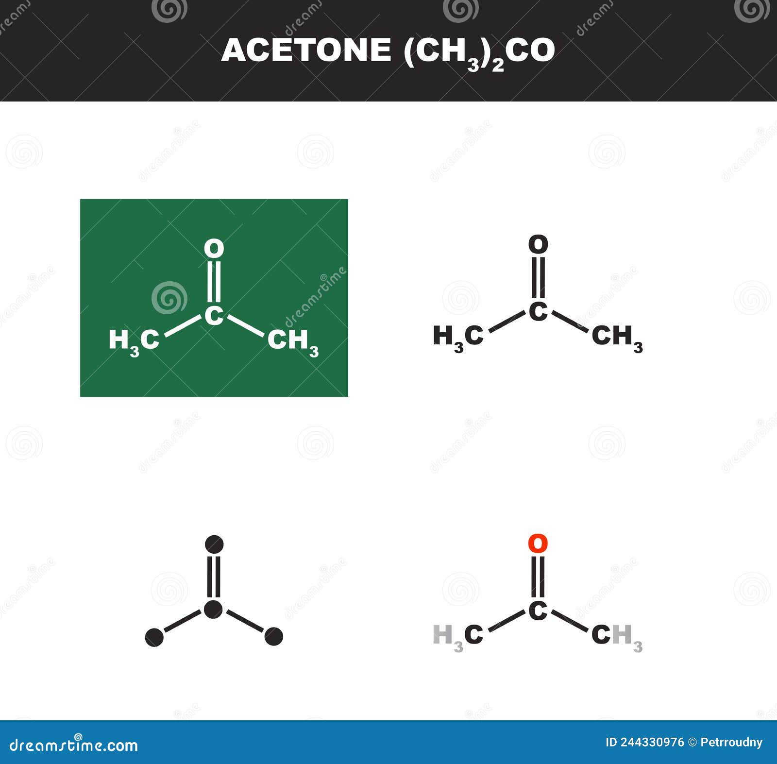 Acetone Vector Illustration. Chemical And Physical Explanation ...