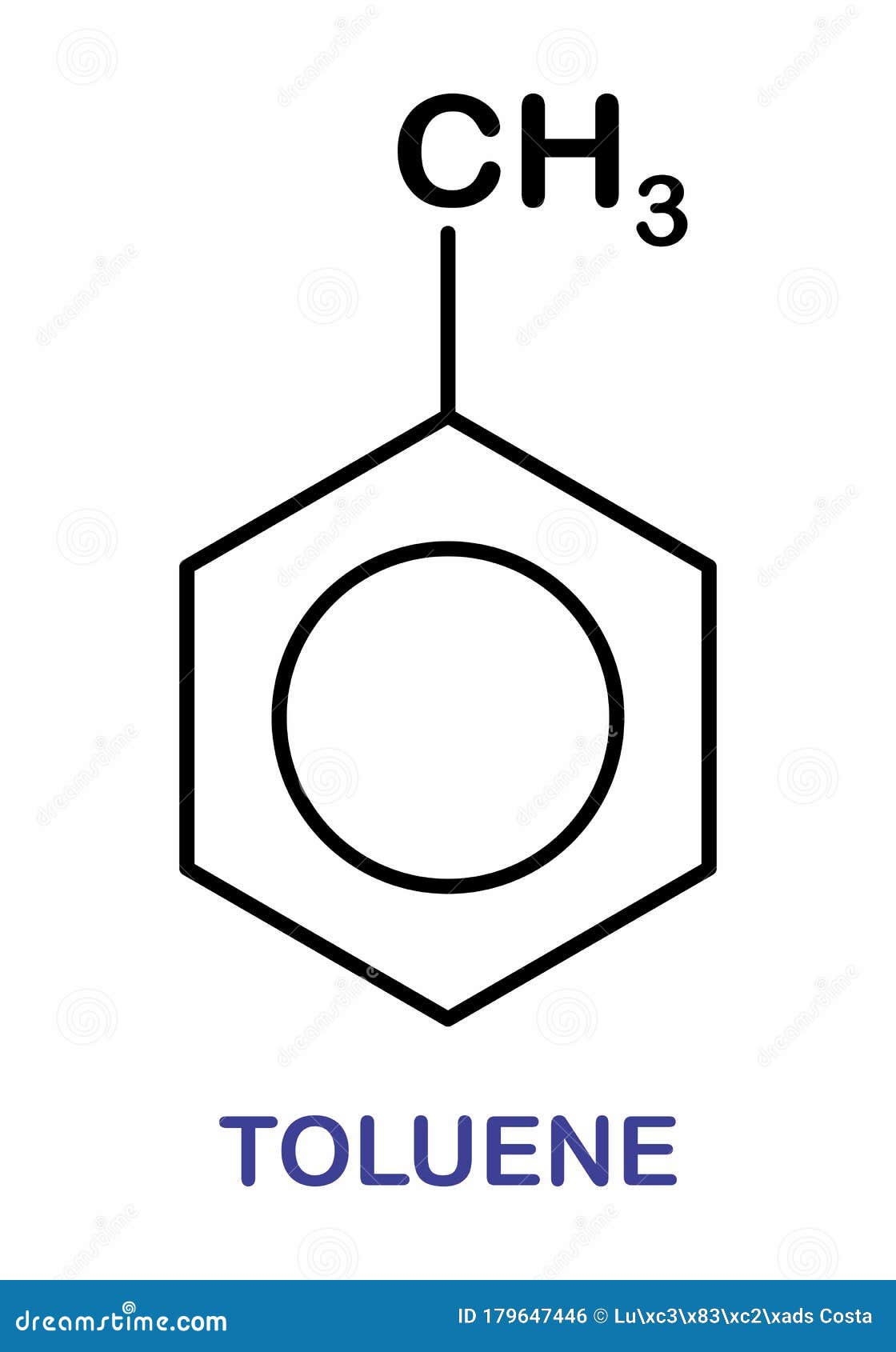Toluene Molecule, C7H8 - Structural Chemical Formula And Model Cartoon ... Toluene Molecule, C7H8 - Structural Chemical Formula And Model Cartoon ...