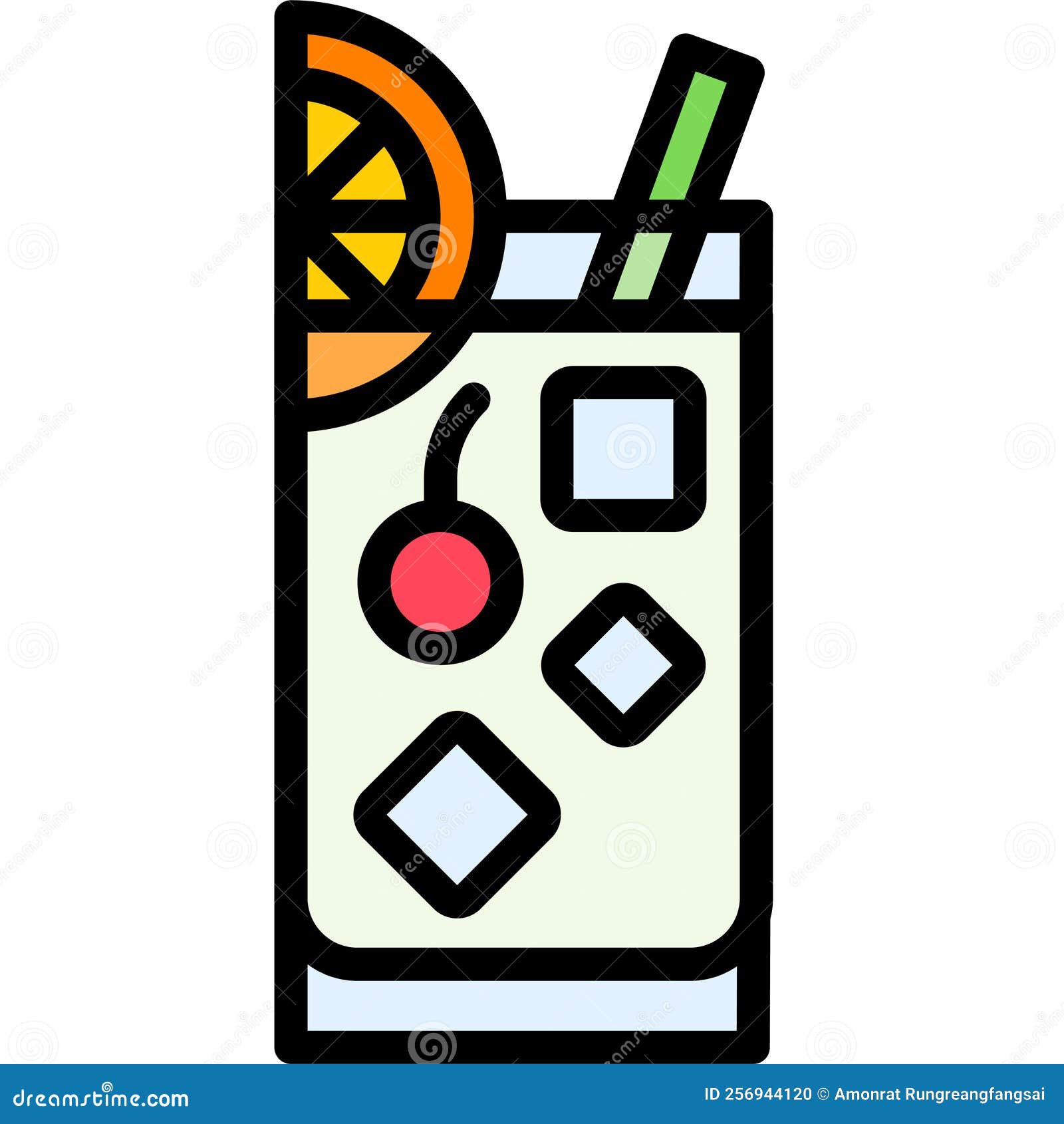 Tom Collins Cocktail Icon, Alcoholic Mixed Drink Vector Stock Vector ...