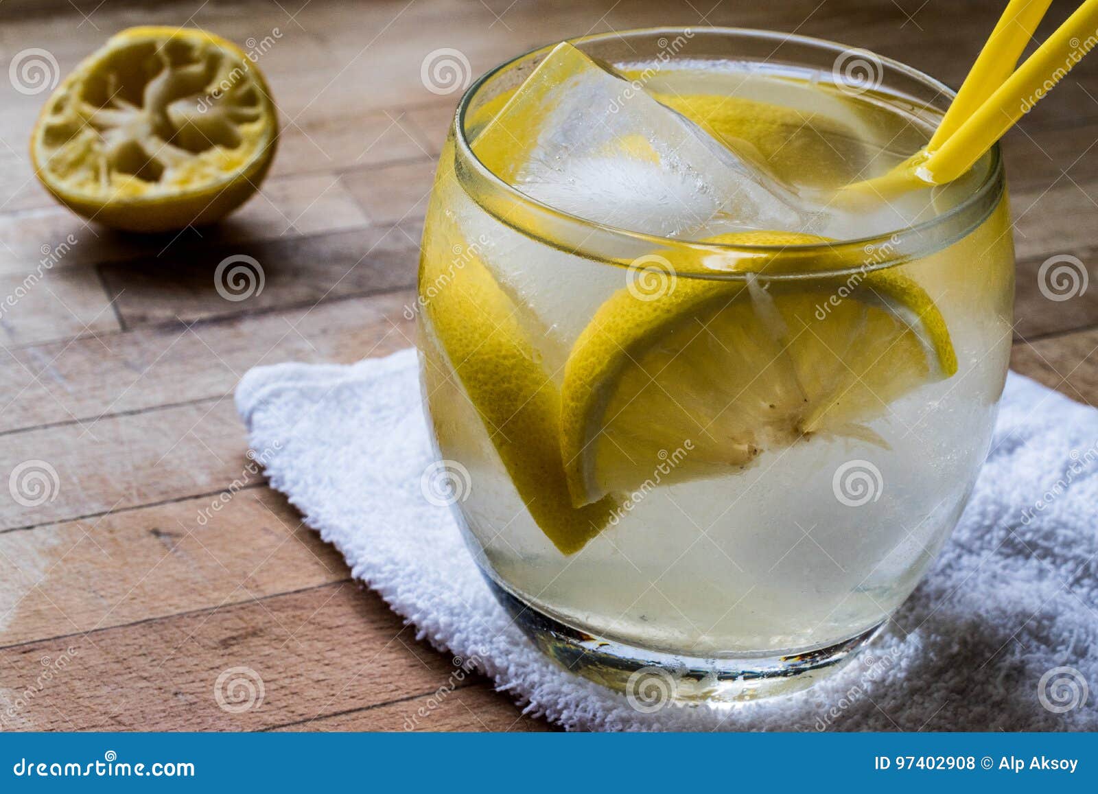 Tom Collins Cocktail with Lemon and Ice. Stock Photo - Image of cherry ...
