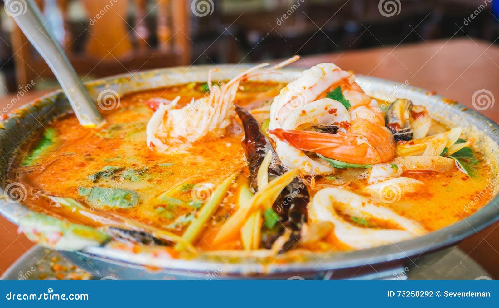 Tom Yum Goon in hot pot. stock photo. Image of meal, thai - 73250292
