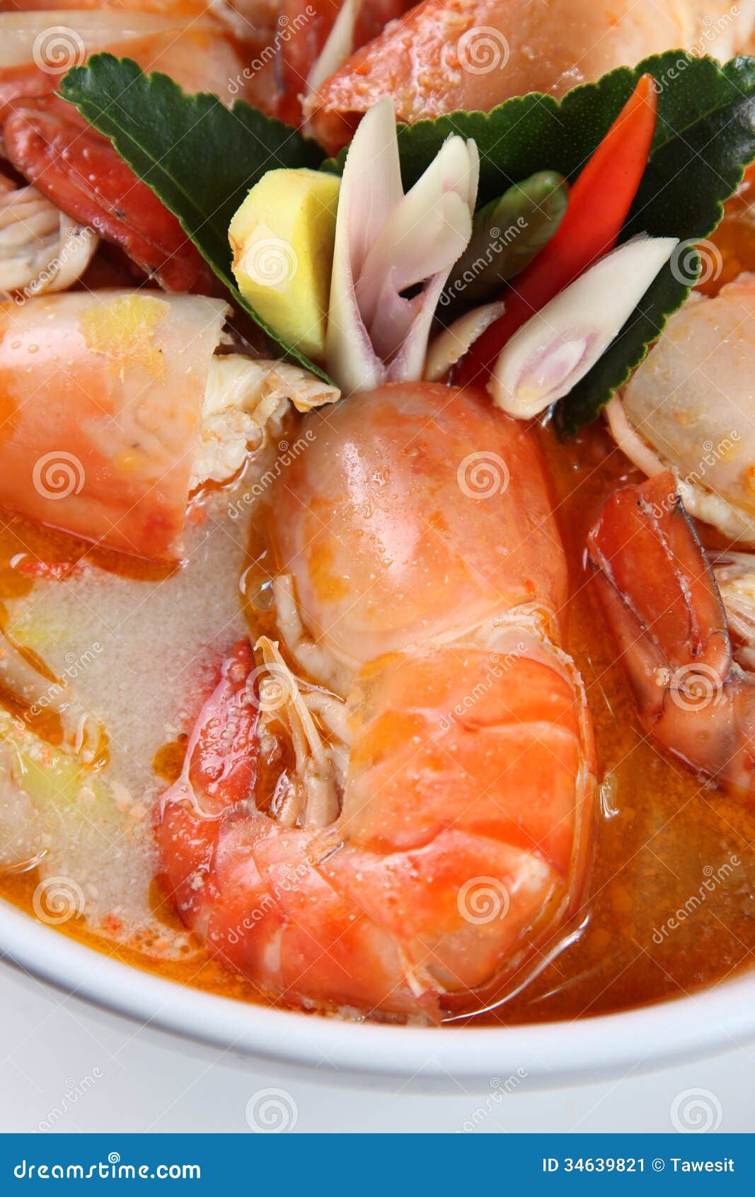 Tom Yum Kung Thai Popular Menu Stock Image - Image of chili, grass ...