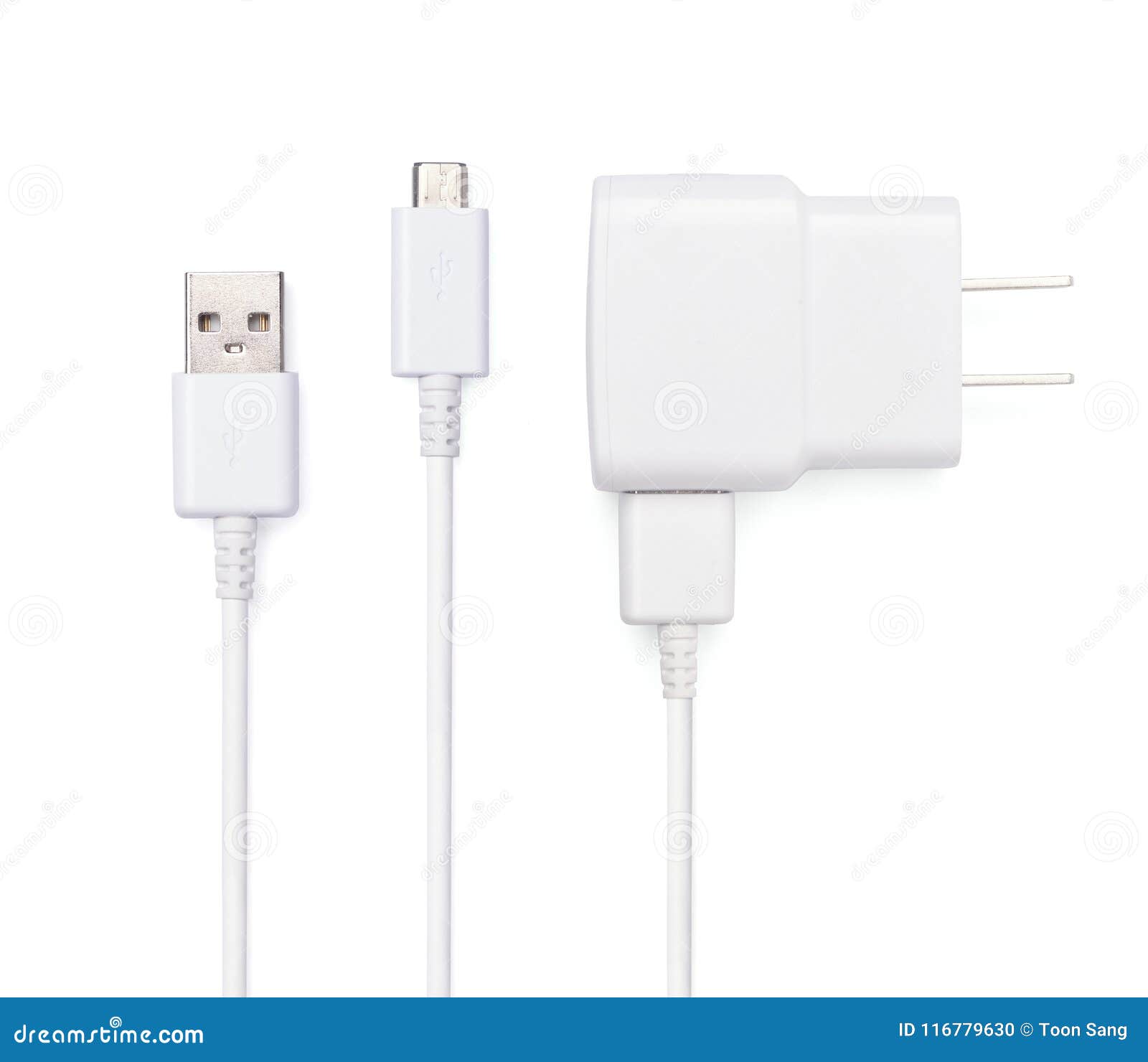 Tomada Do Cabo De USB Com O Adaptador De Tomada Do Poder De USB Foto de ...