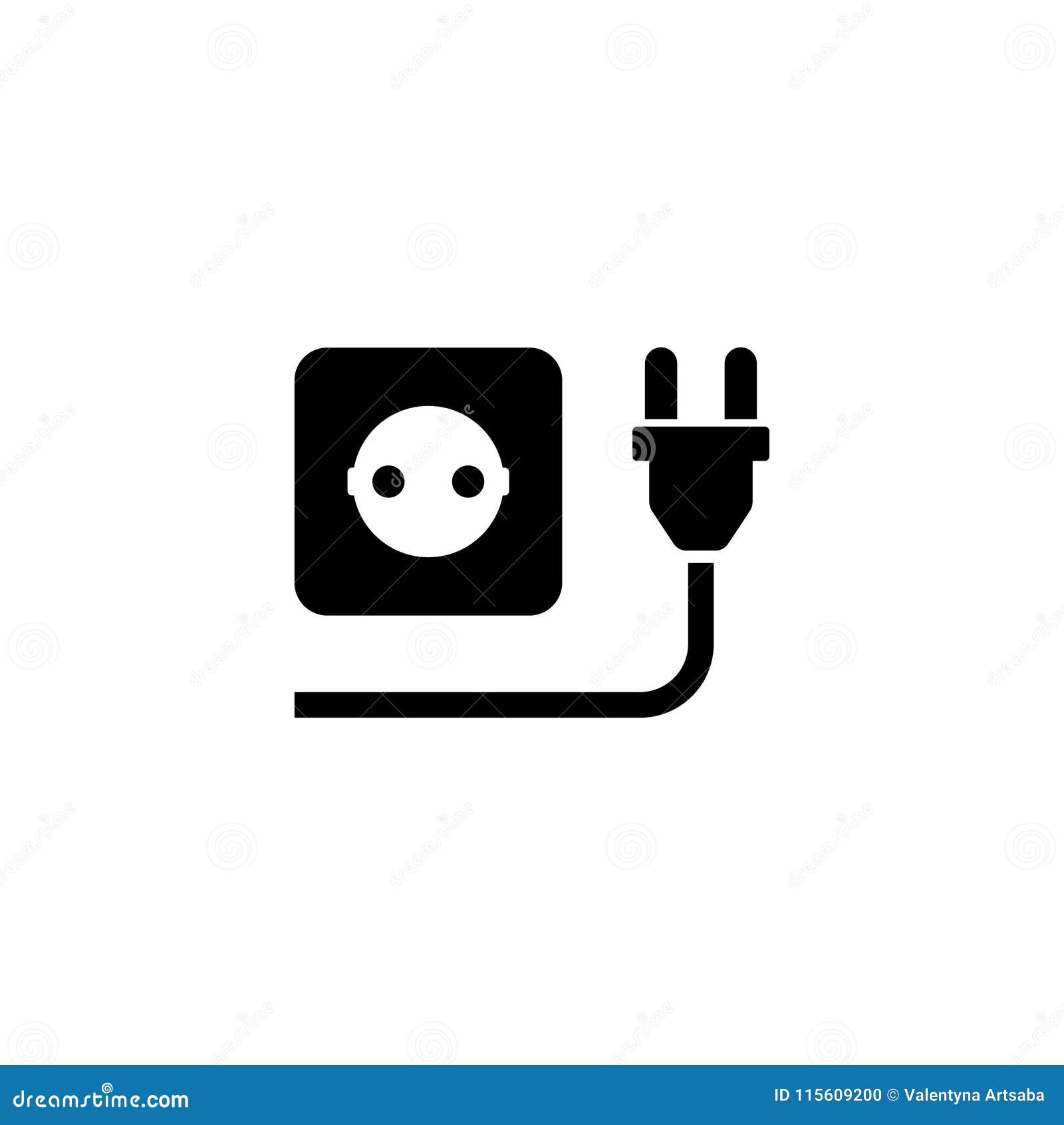 Tomada Elétrica Com ícone Liso Do Vetor Da Tomada De Poder Ilustração ...