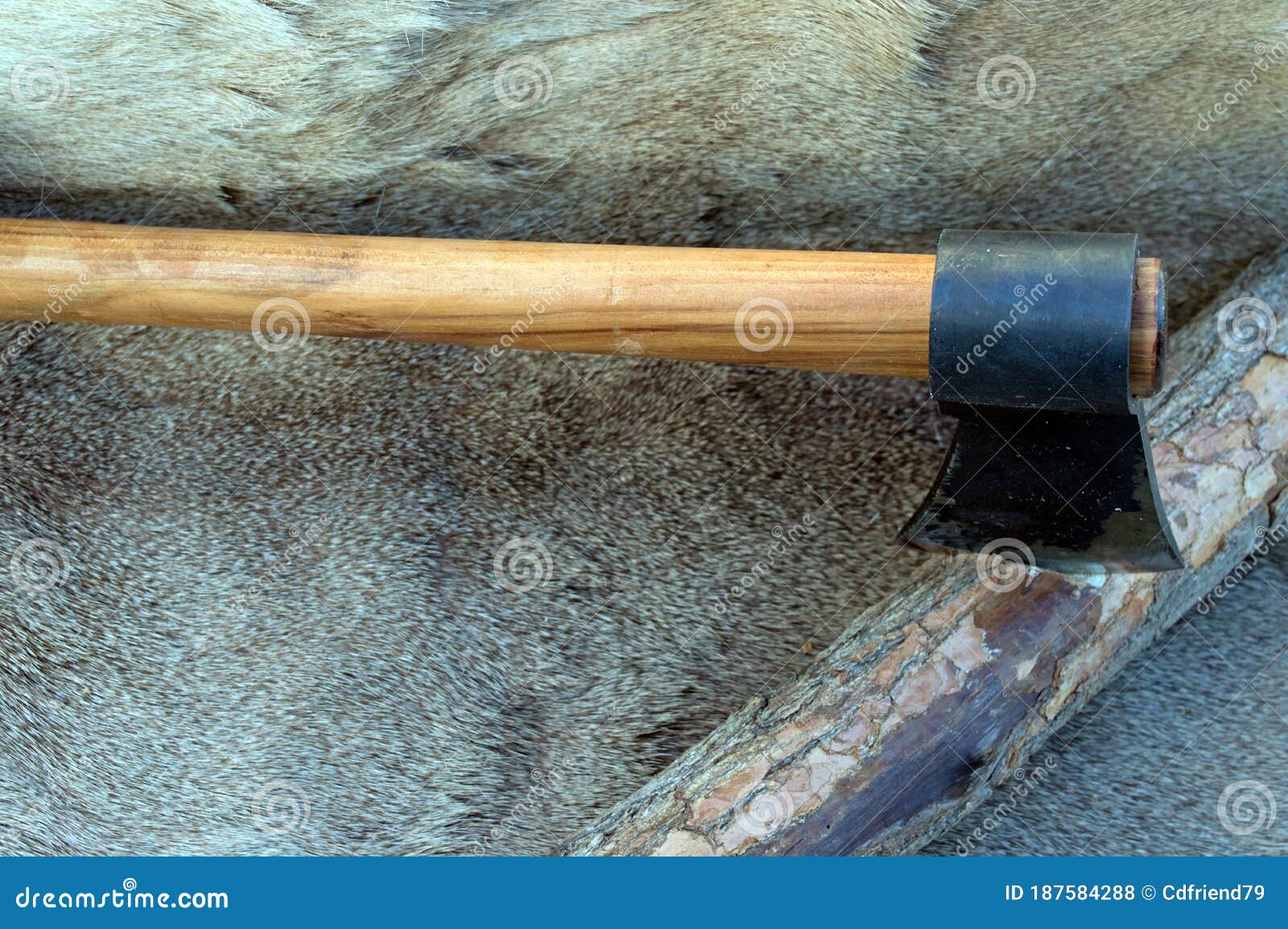A Throwing Tomahawk in a Wood Branch Stock Photo - Image of timber ...