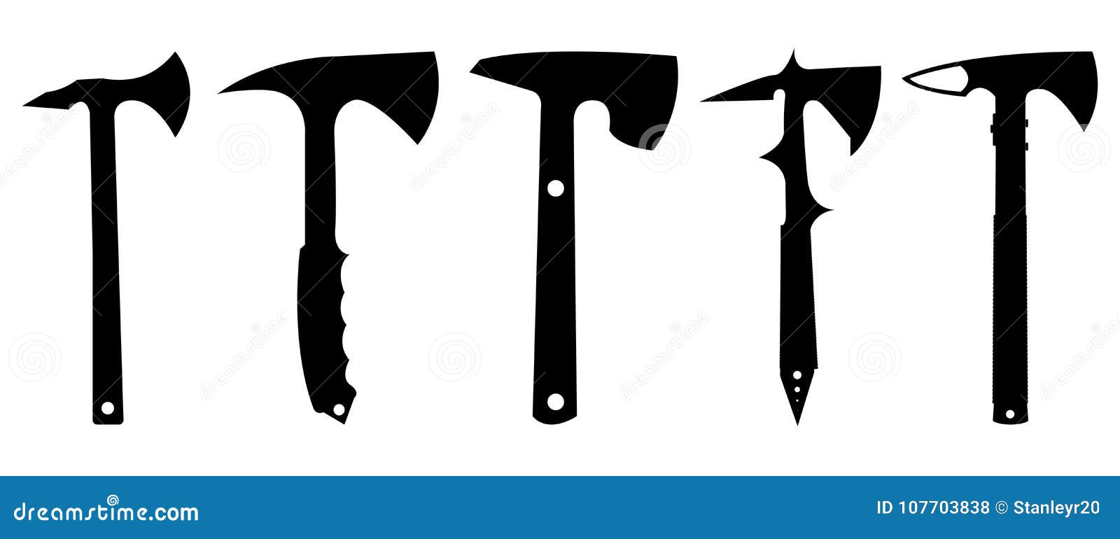 Tomahawk silhouette set stock vector. Illustration of game - 107703838