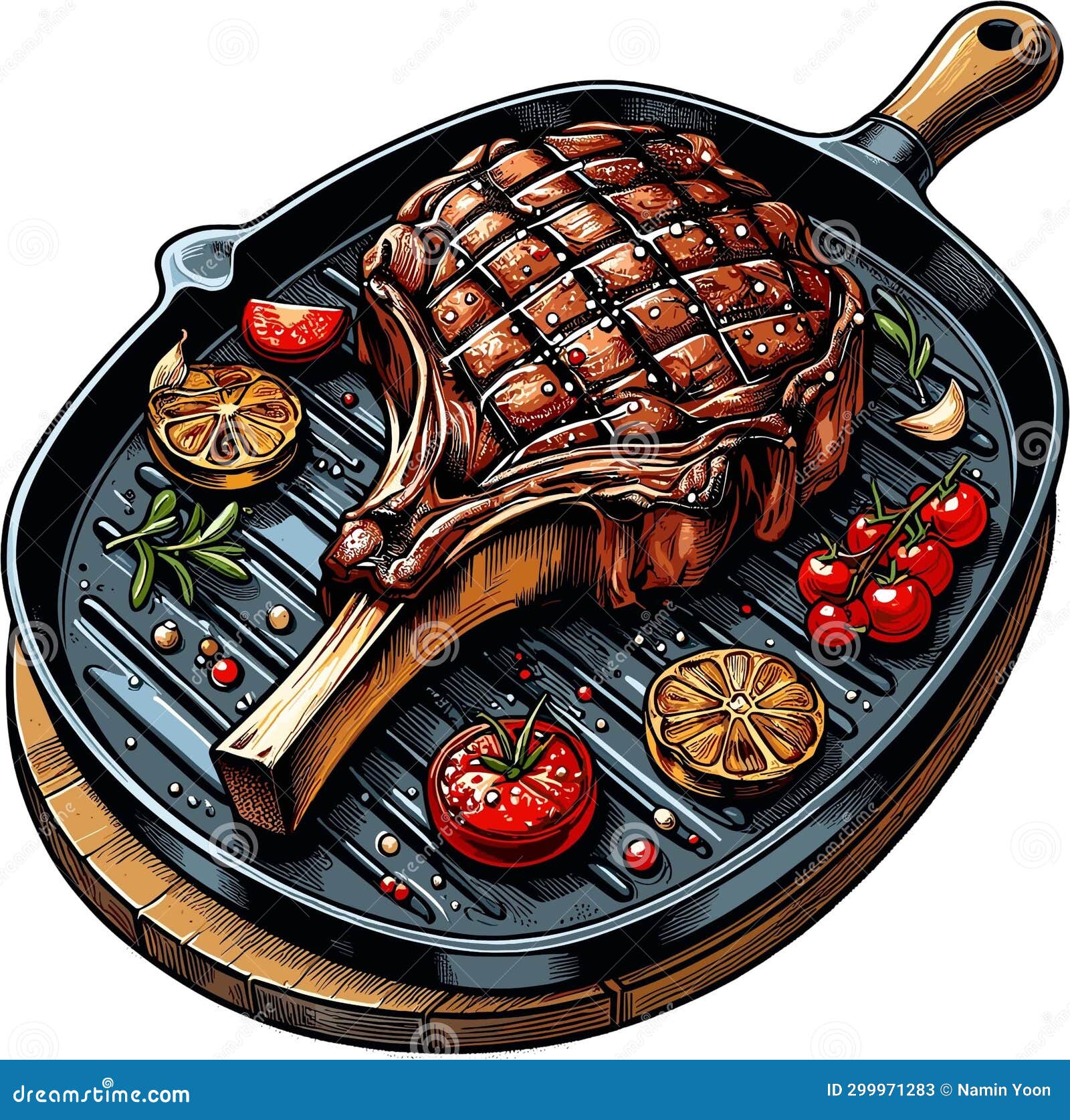 Grilled Tomahawk Steak with Seasoning (1) Stock Illustration ...