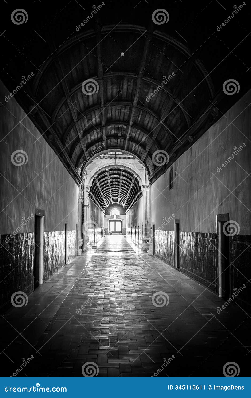 Tomar, Portugal - June 02, 2024 - Typical Long Hallway in the Medieval ...