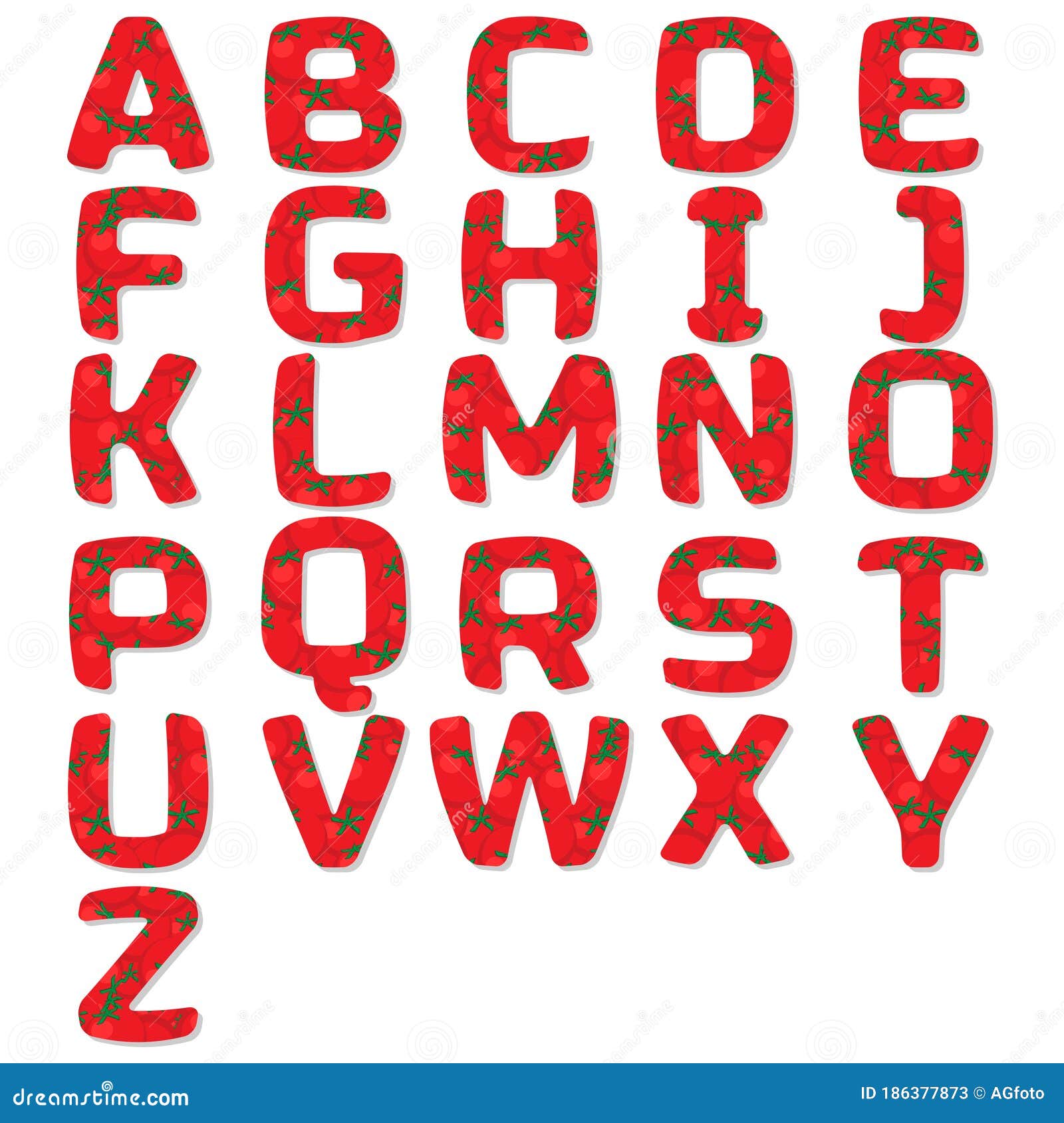 Tomato alphabet set stock vector. Illustration of nature - 186377873