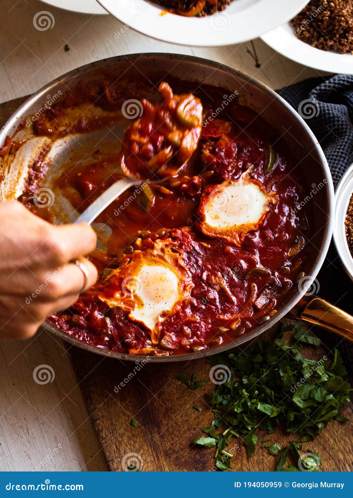 Tomato Based Shakshuka - Middle Eastern Food in the Pan Stock Image ...