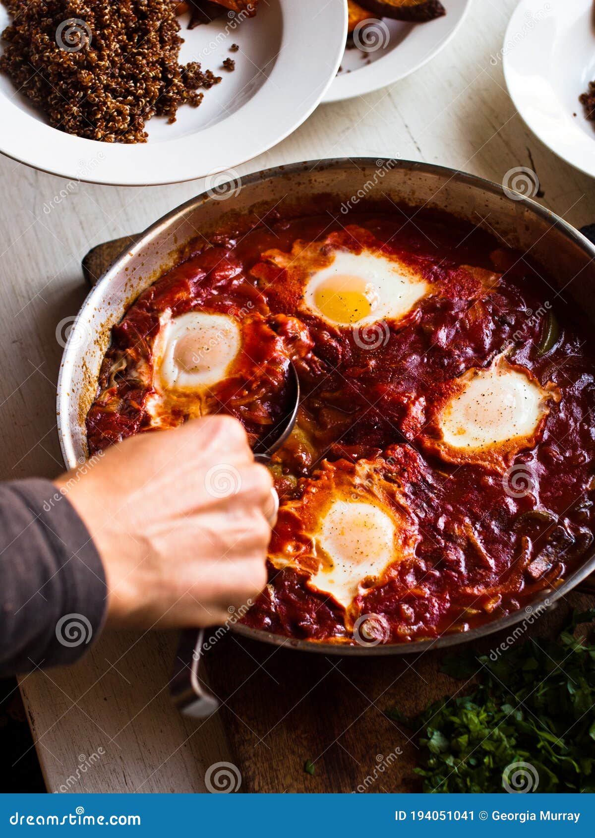 Tomato Based Shakshuka - Middle Eastern Food in the Pan Stock Image ...
