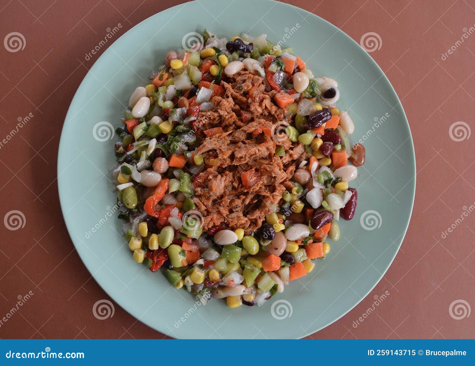 Tomato and Basil Tuna with Mixed Beans Stock Image - Image of healthy ...